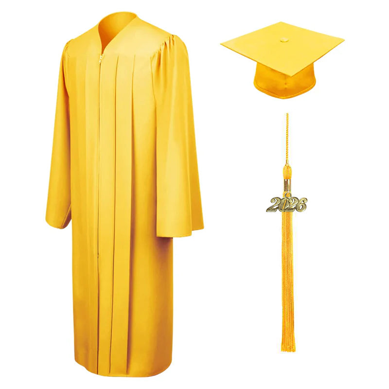Matte Gold Middle School Cap, Gown & Tassel – Canadian Gowns